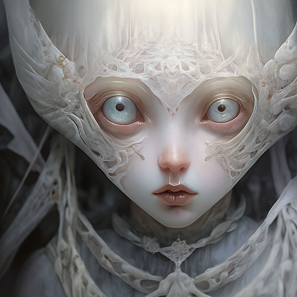 "Details.observe. big eyeliner eyes. crosses in the ears are beautiful ...