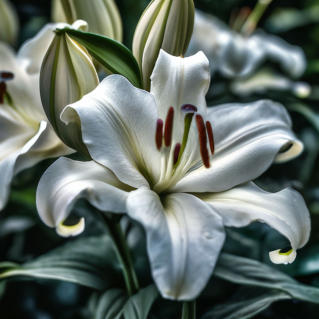 "Professional photo HDR, huge lily bush, aesthetically pleasing ...