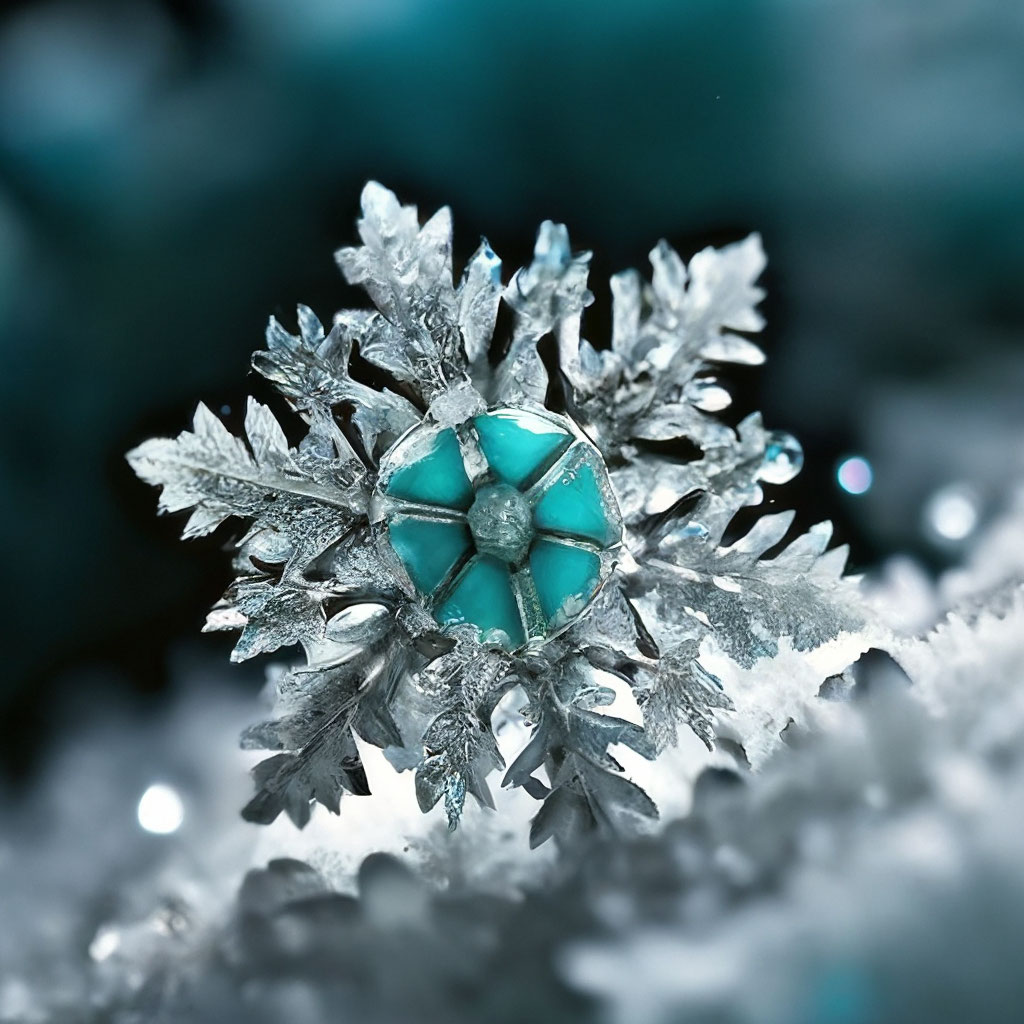 "Crystal snowflake turquoise" — image created in Shedevrum
