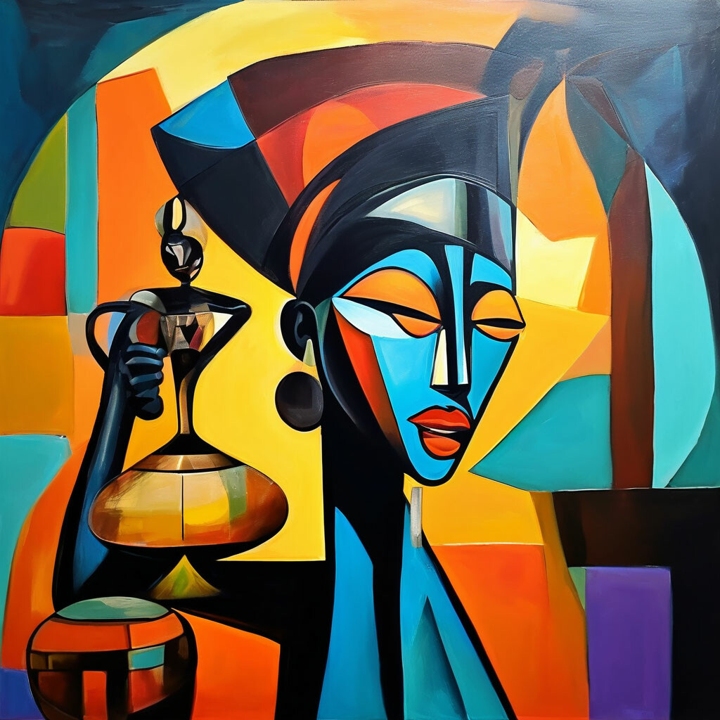 "👾 Cubism African woman with a jug" — image created in Shedevrum