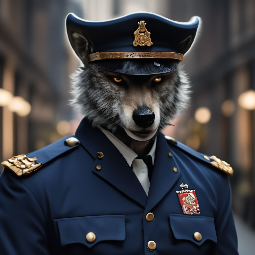 "A werewolf in uniform" — image created in Shedevrum