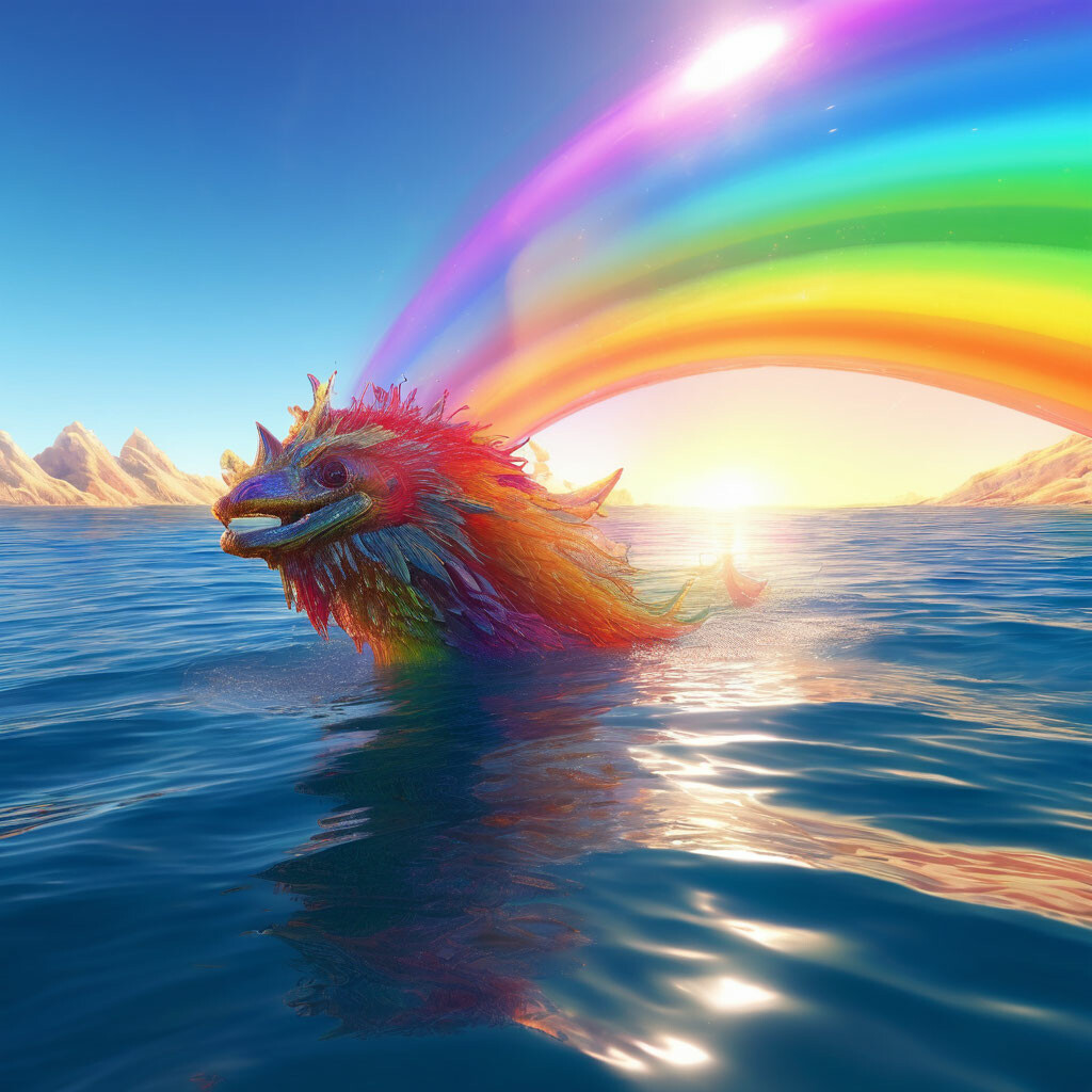 "Rainbow Seas The sea in the rainbow 3D 9000k A 16k beast swims in the ...