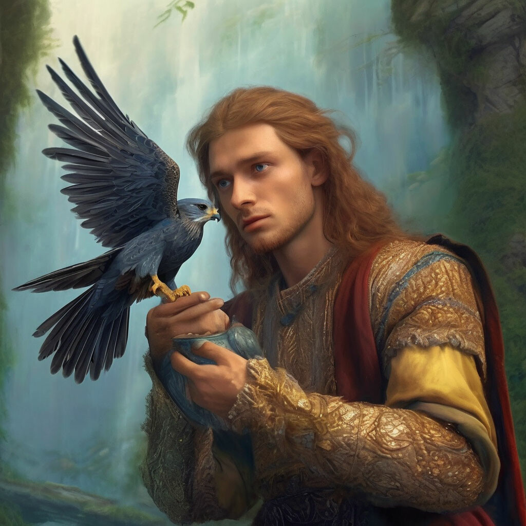 "Finist the clear falcon fairy tale" — image created in Shedevrum