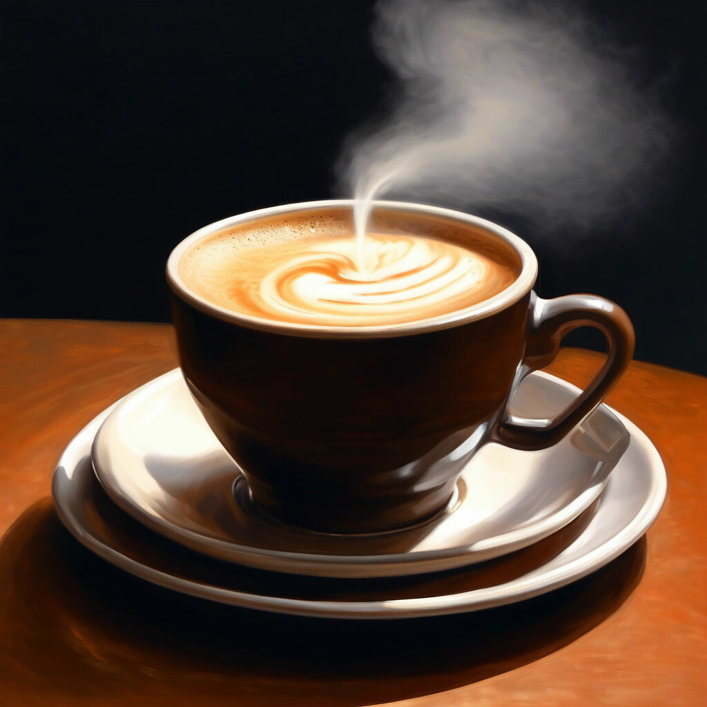 "The coffee is hot" — image created in Shedevrum