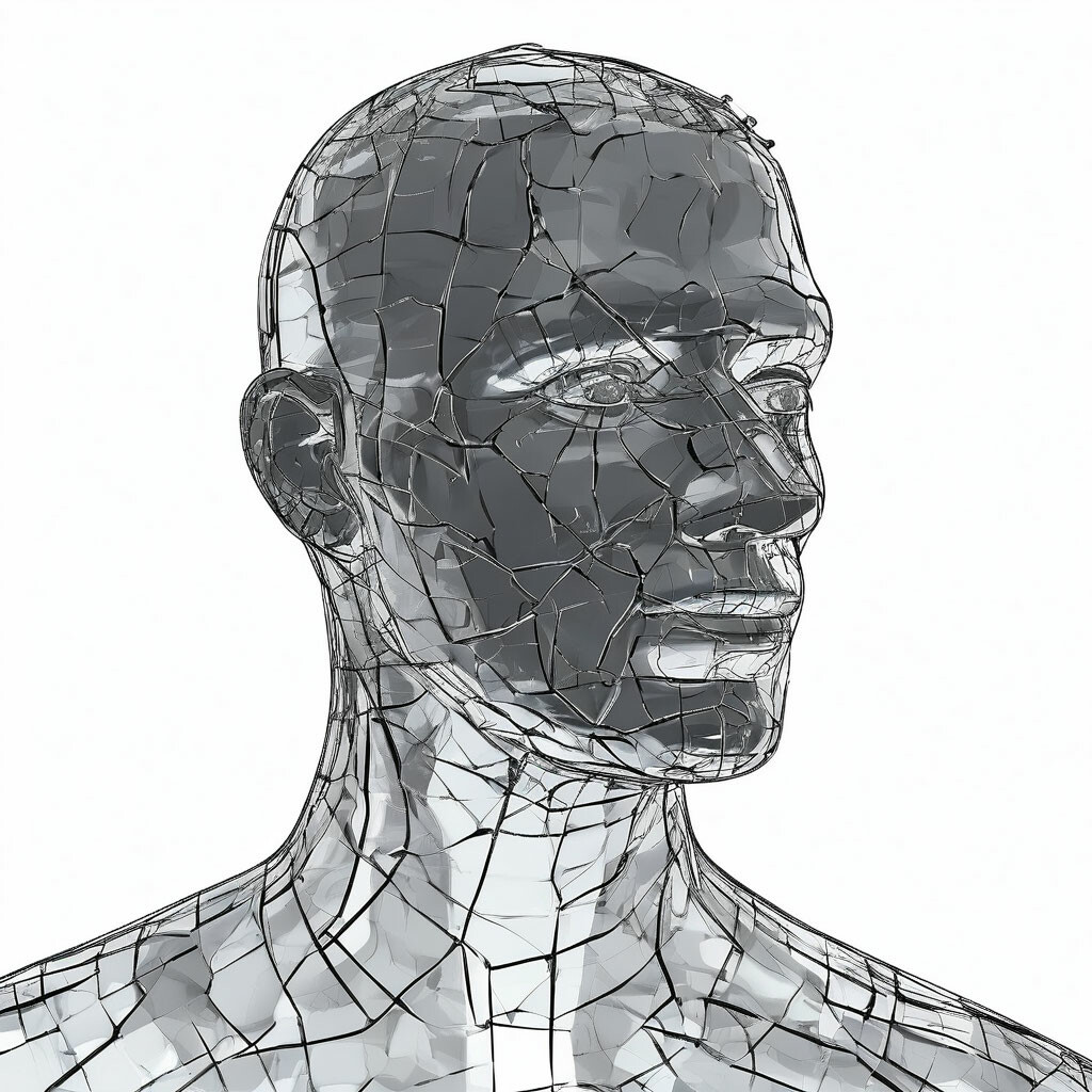 "The outline of a man's head and neck without drawing details made of ...