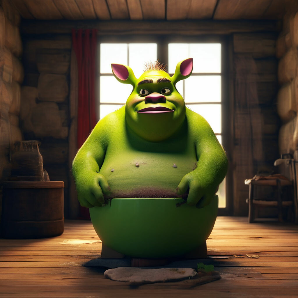 "Luntik skibidi toilet Shrek but also …" — image created in Shedevrum