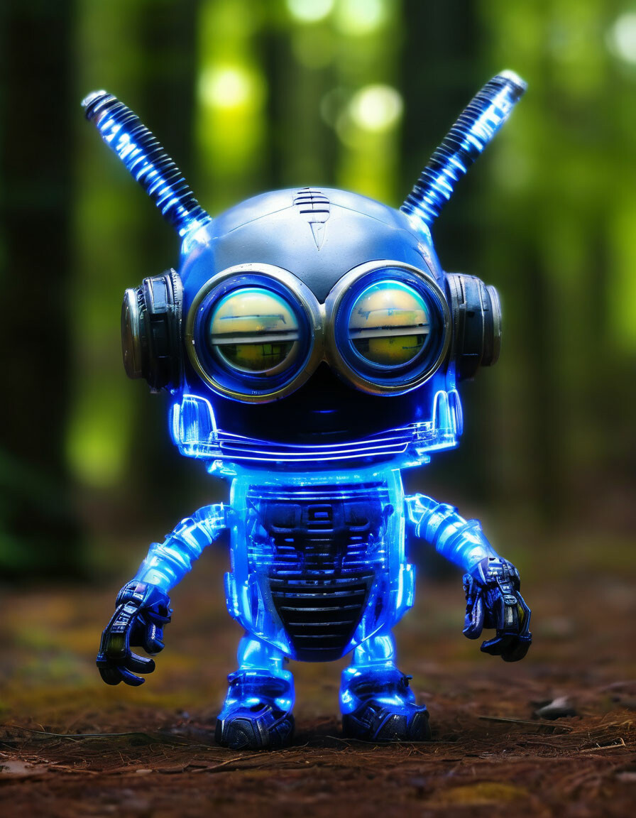 "Cute electric minion cyborg in a …" — image created in Shedevrum