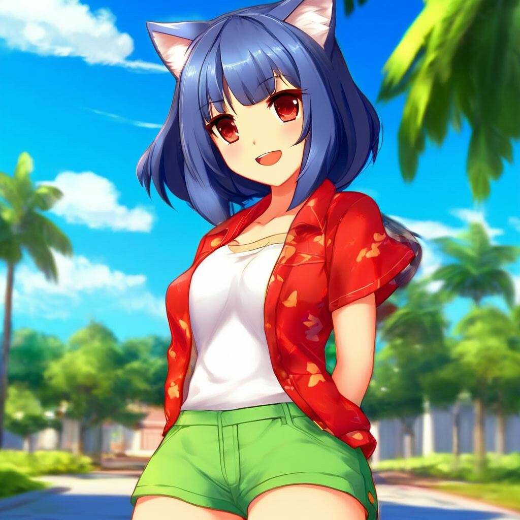 "For Arisa from Powercat Anime Neko Lynx girl with shoulder-length blue ...