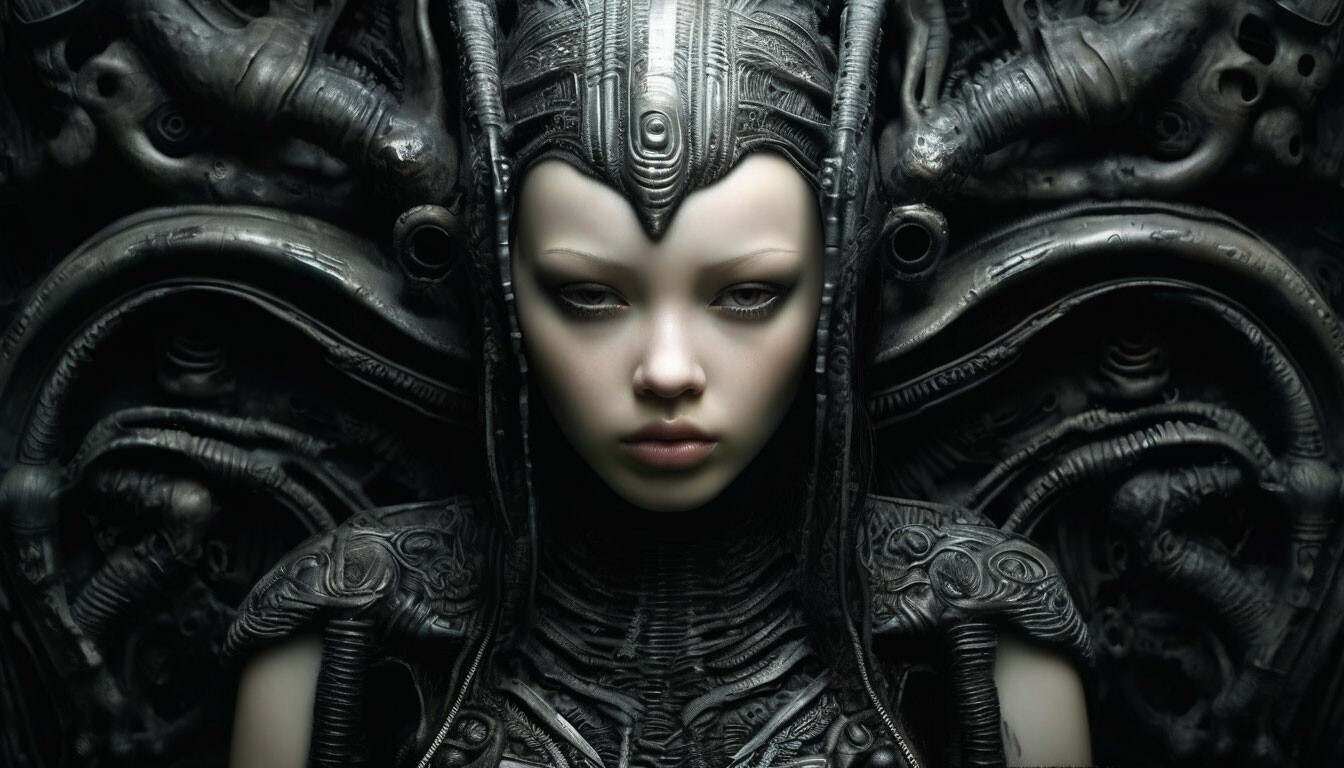 "Giger Li2 is a beautiful girl" — image created in Shedevrum