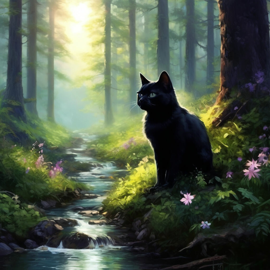 "🌸🐱🌲 A flower cat in the forest,a …" — image created in Shedevrum