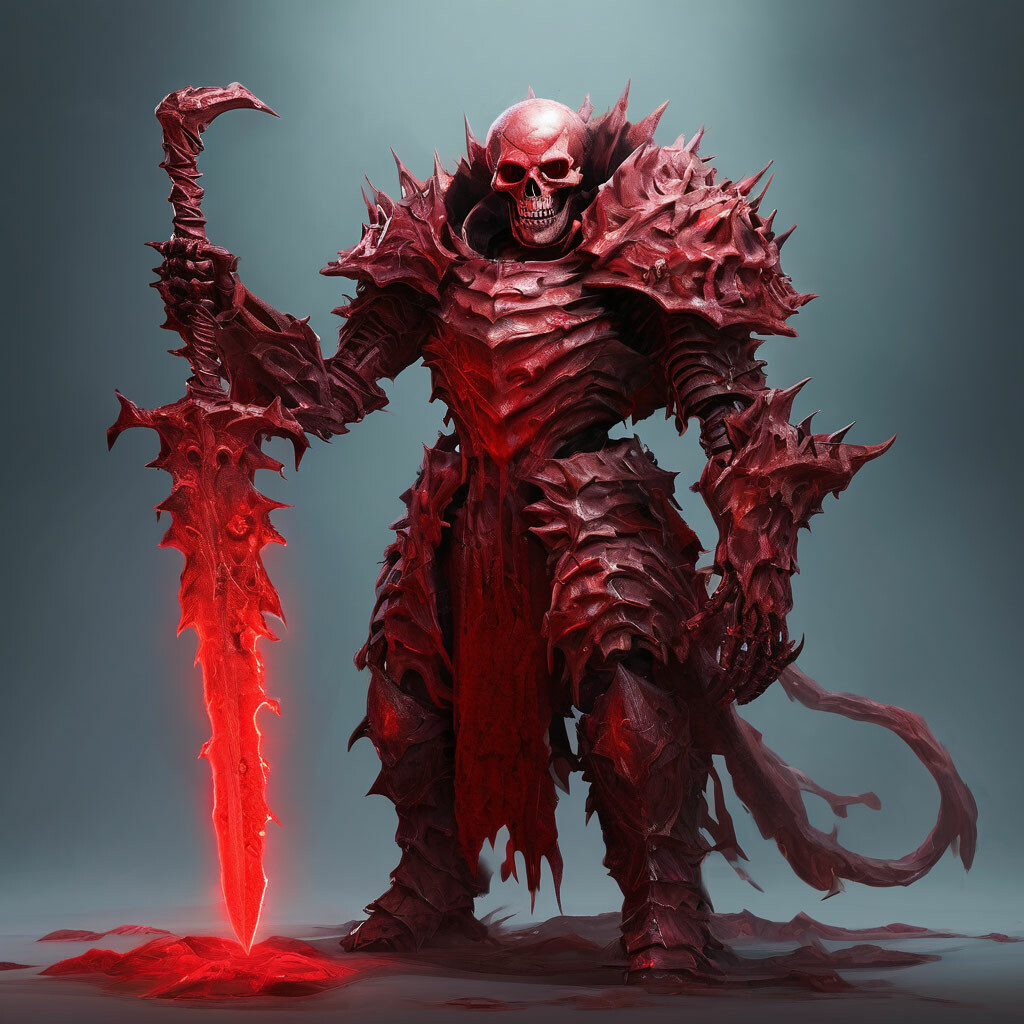 "A skeleton with red worms in Giant …" — image created in Shedevrum