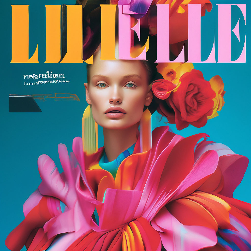 "ELLE magazine cover, March 2024, bright colors" — image created in ...