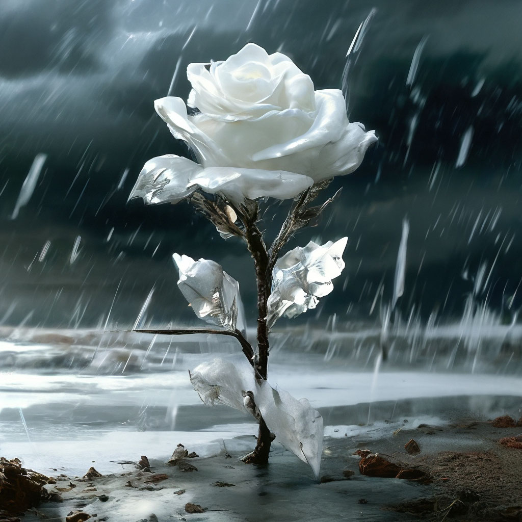 "White Crystal Rose of True Love" — image created in Shedevrum