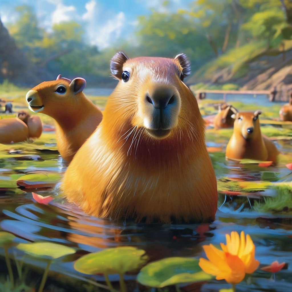 "The world of capybaras" — image created in Shedevrum