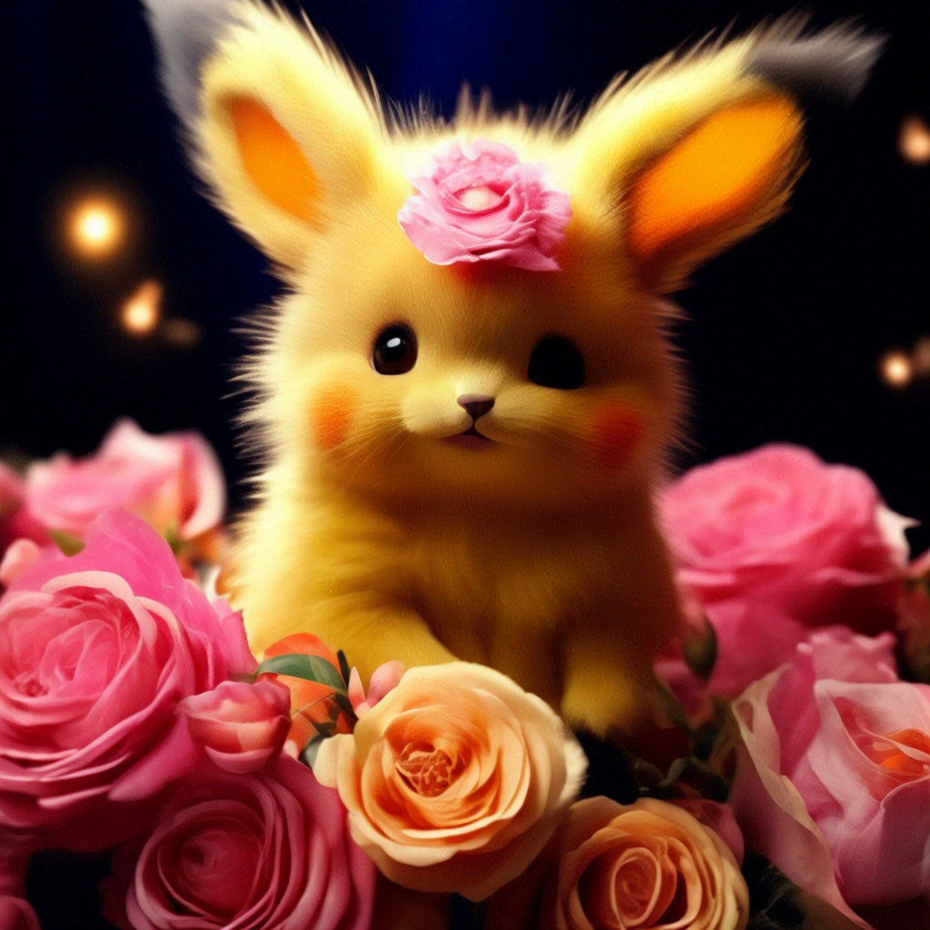 "Postcard for the eighth-fluffy mink Pikachu with a rich bouquet of ...