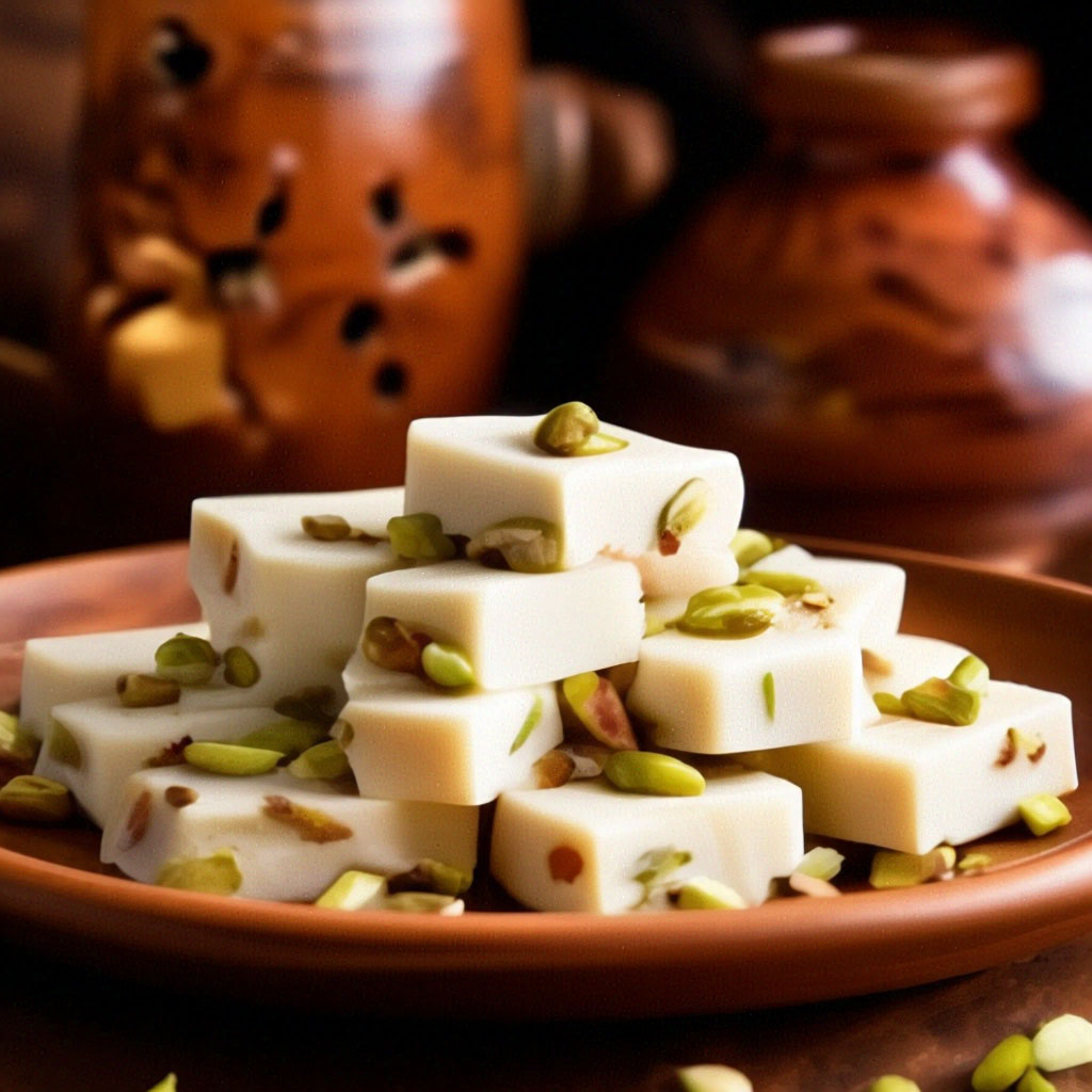 "The aesthetics of beautiful appetizing food Samarkand halva white with ...