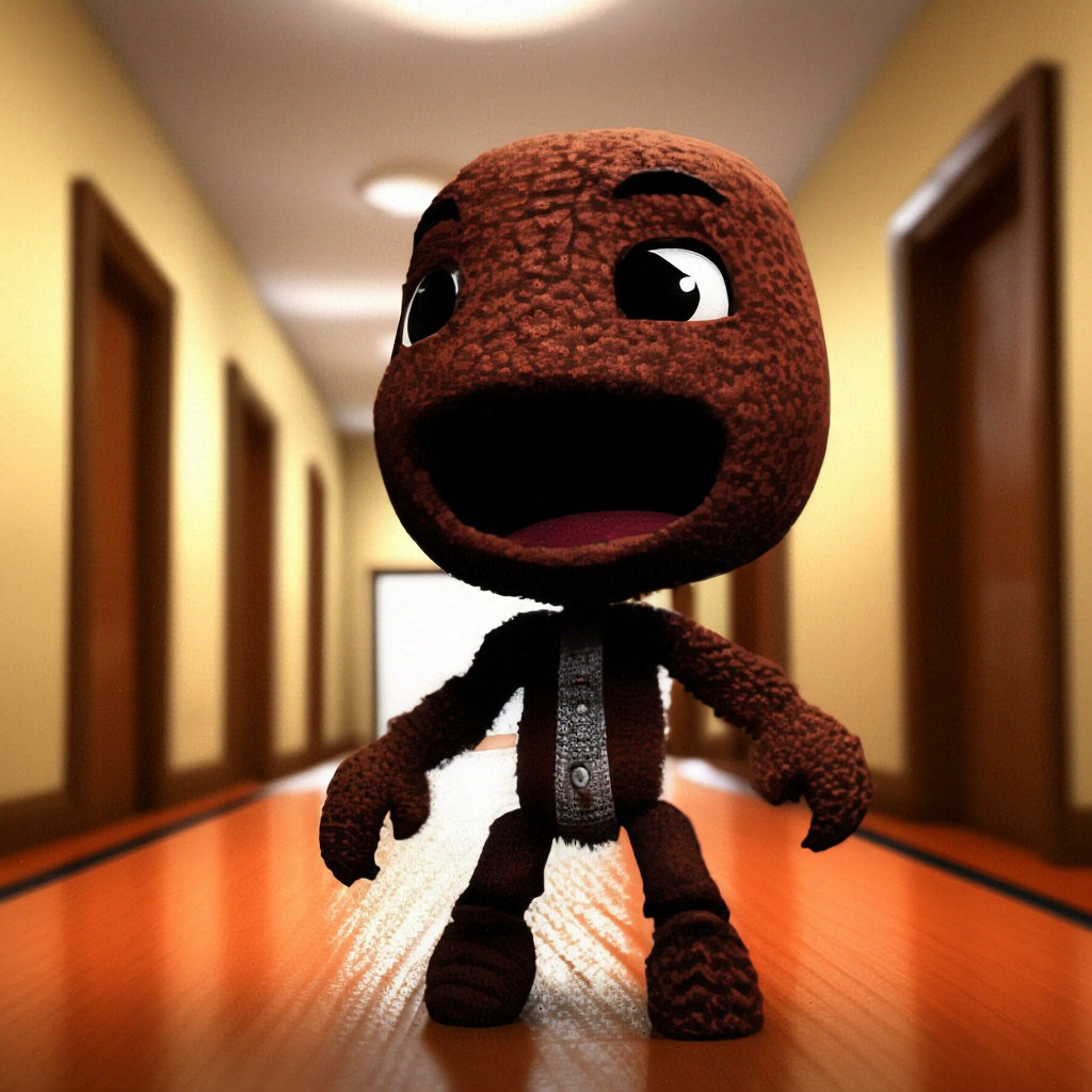 "Sackboy little big planet screams and gets scared in the hallway ...