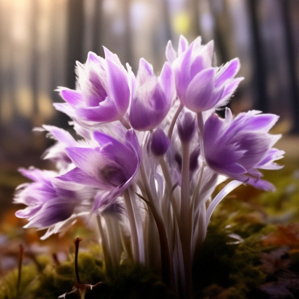 "A large bouquet of dream grass grows in the forest, snow, the color is ...