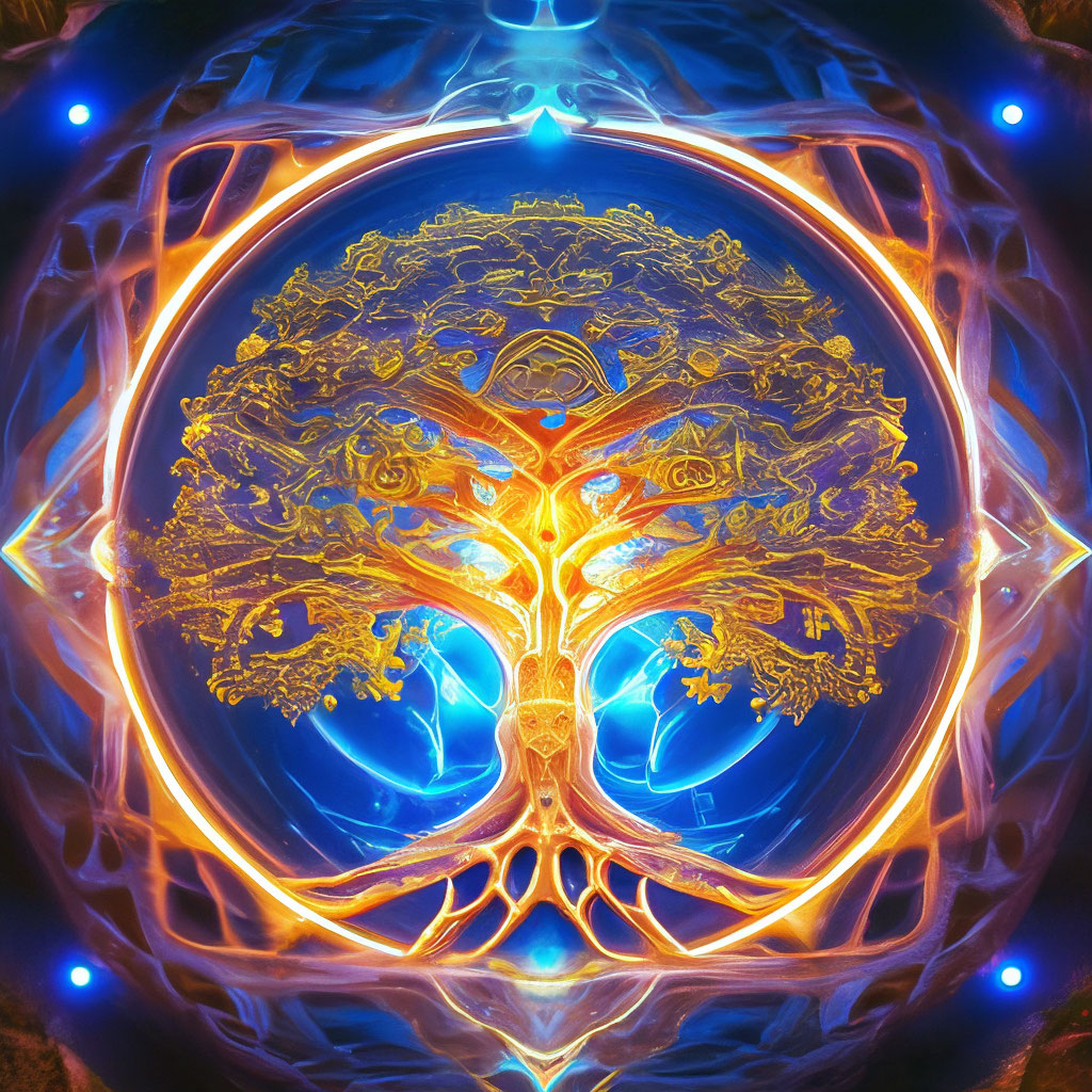 "Scandinavian tree of life, hammer, ultra-luminous energy" — image ...