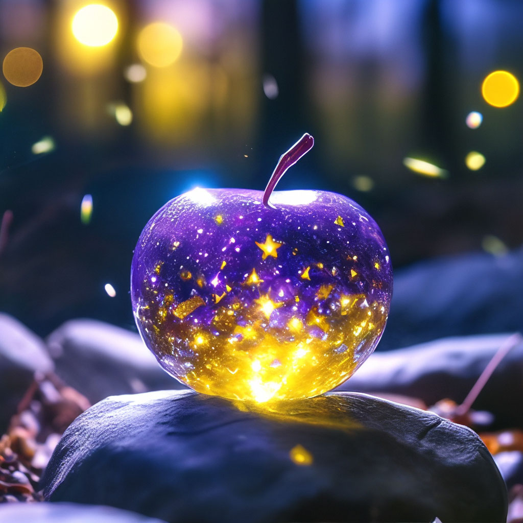 "The night Bullseye💜💫 Beautiful purple crystal apple with yellow stars ...