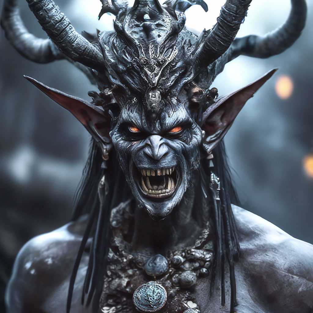 "💀🕷️ Evil spirits with horns, sorcerer-shaman,symbiosis, Indian,black ...