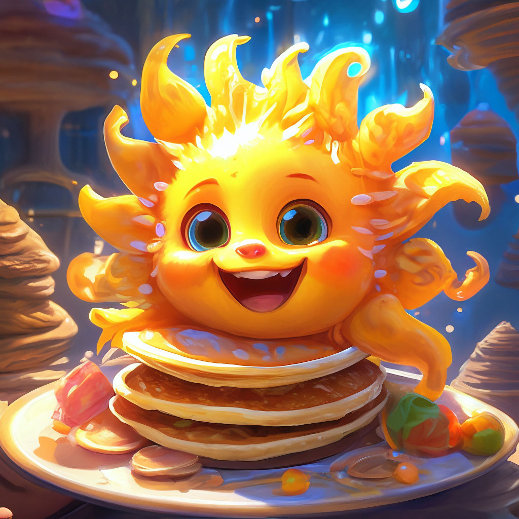"Funny pancake-sun, fairy tale, porous structure, beautiful, cute, epic ...