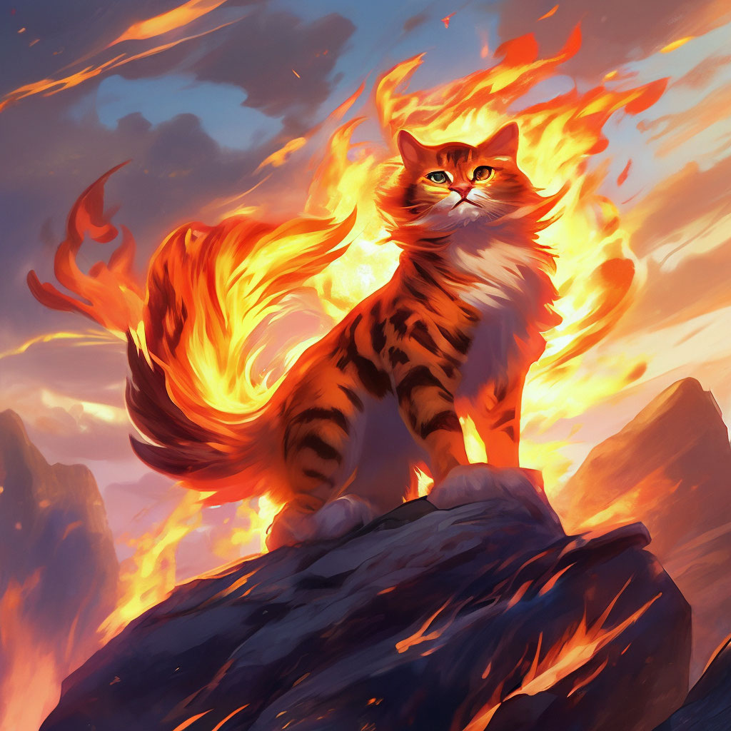 "The fire-breathing cat" — image created in Shedevrum