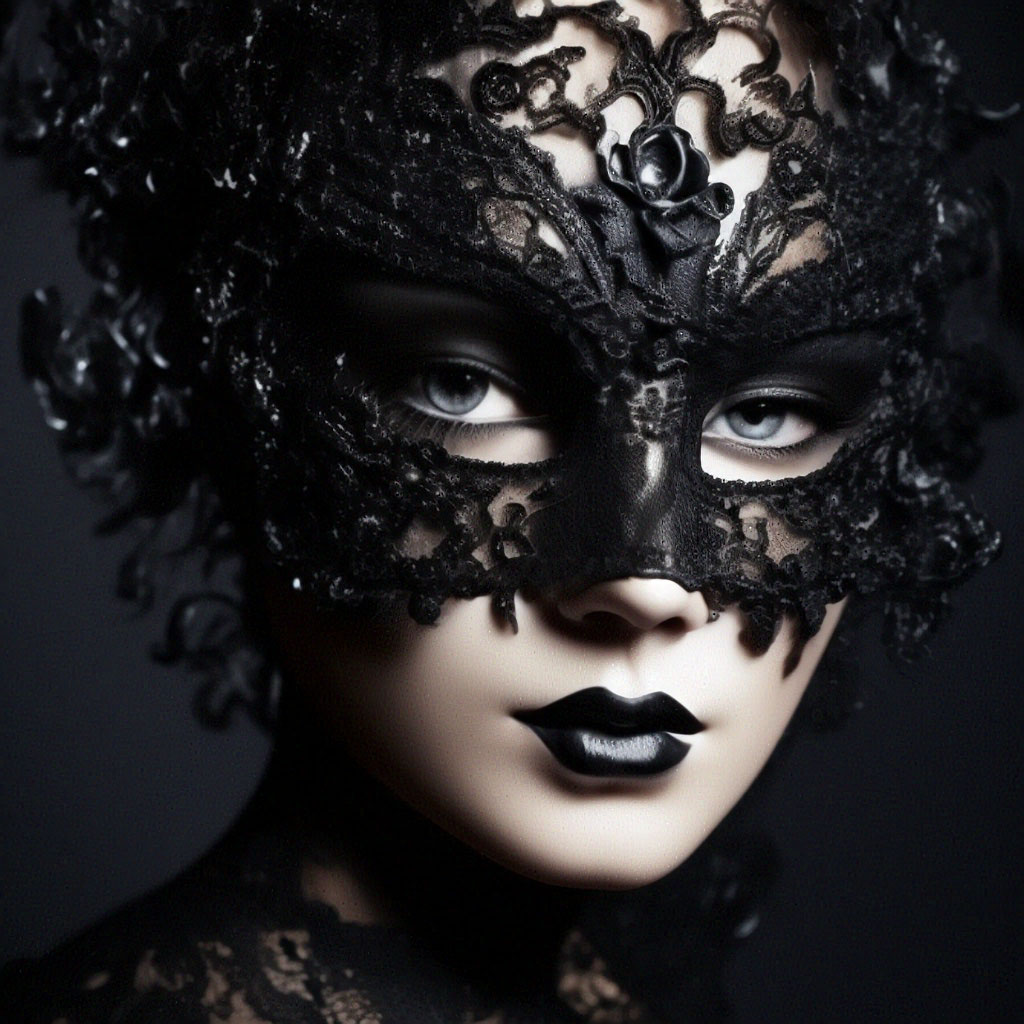 "Carnival mask with black, on the eyes, made of black lace, Venetian ...