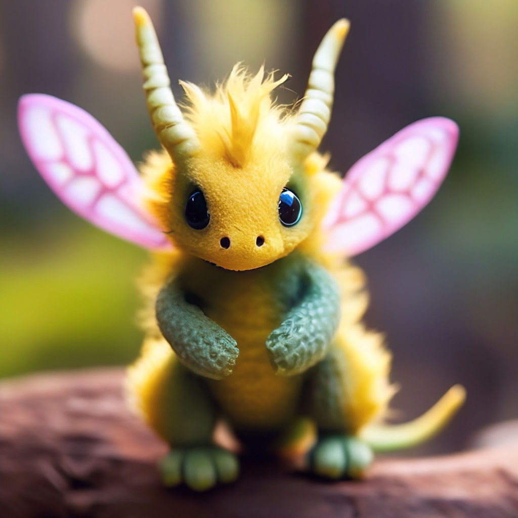 "Mini fluffy hybrid dragon+bee" — image created in Shedevrum