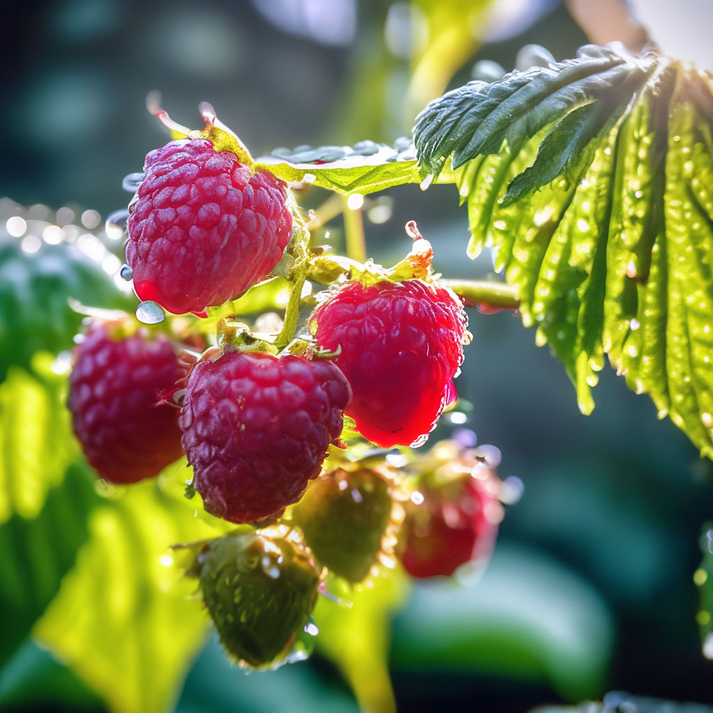 "Fabulous nature raspberry bush, raspberry,after the rain,rays of the ...