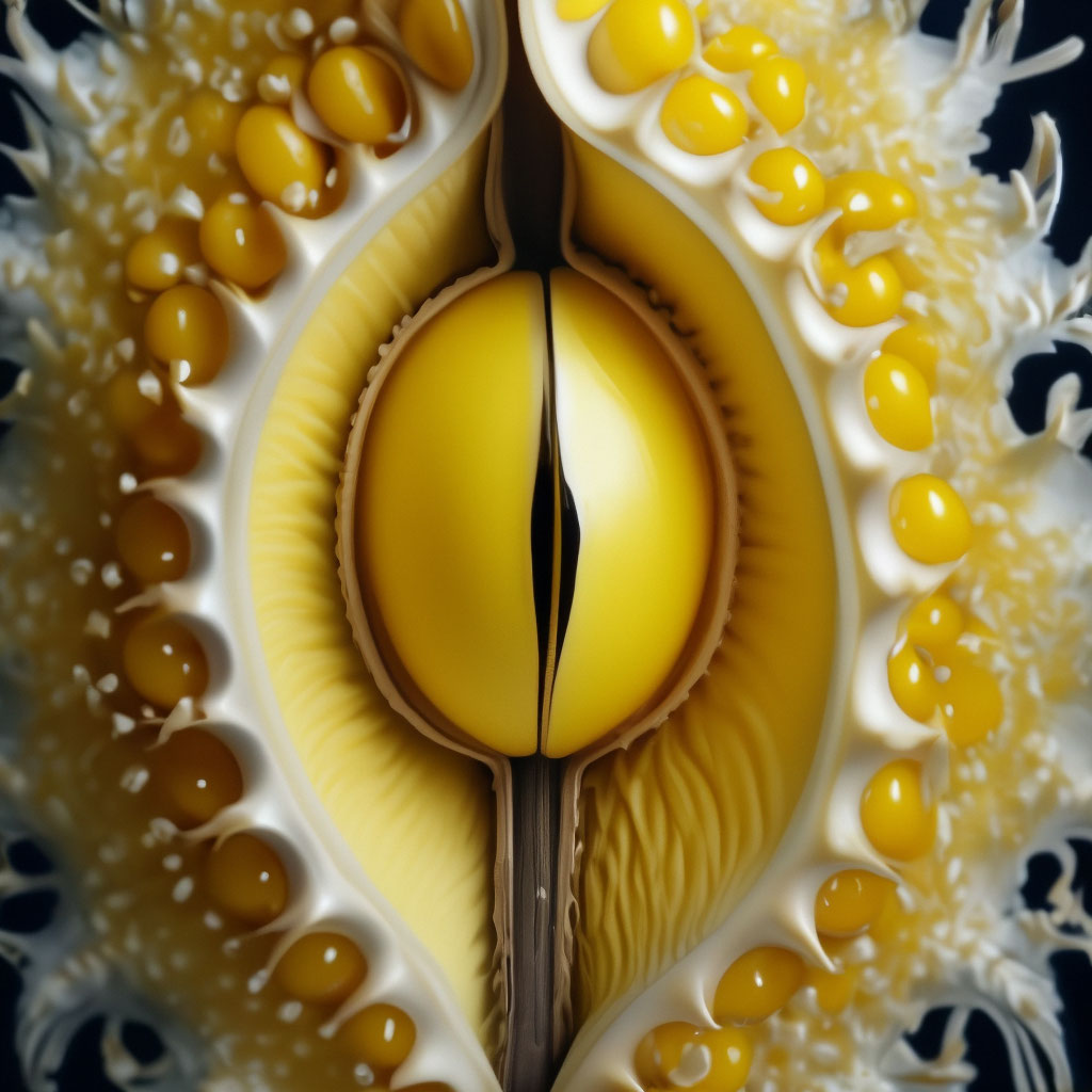 ". Yellow seeds, flour structure, huge lemon eyes, salvador Dali style ...