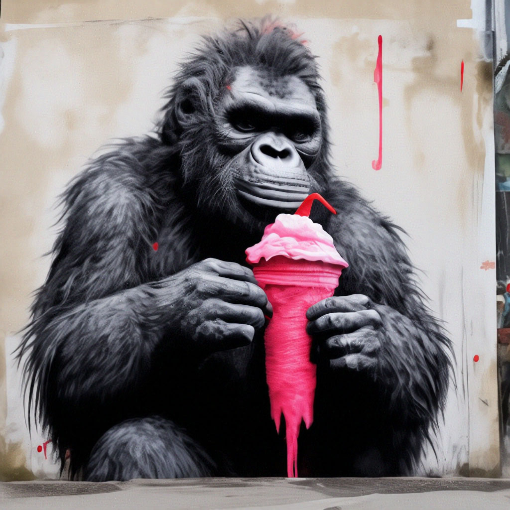 "Multiple exposure, 2d, street art in Banksy style, drawing on a ...