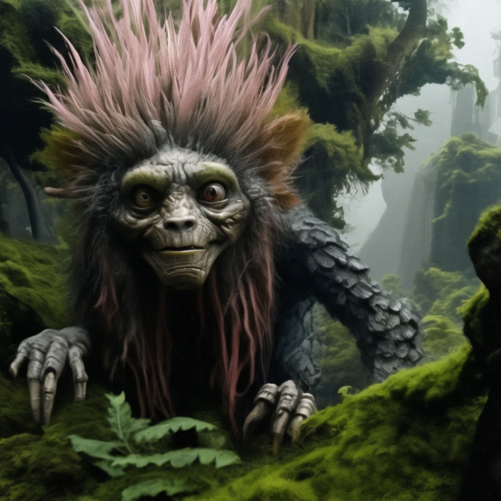 "Gray-green fantasy realistic, fabulous, baby troll beautiful ...