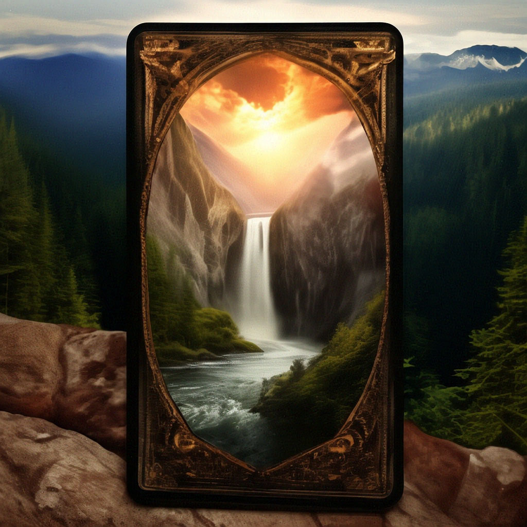 "Tarot cards a wide tower destroyed by lightning, small details ...
