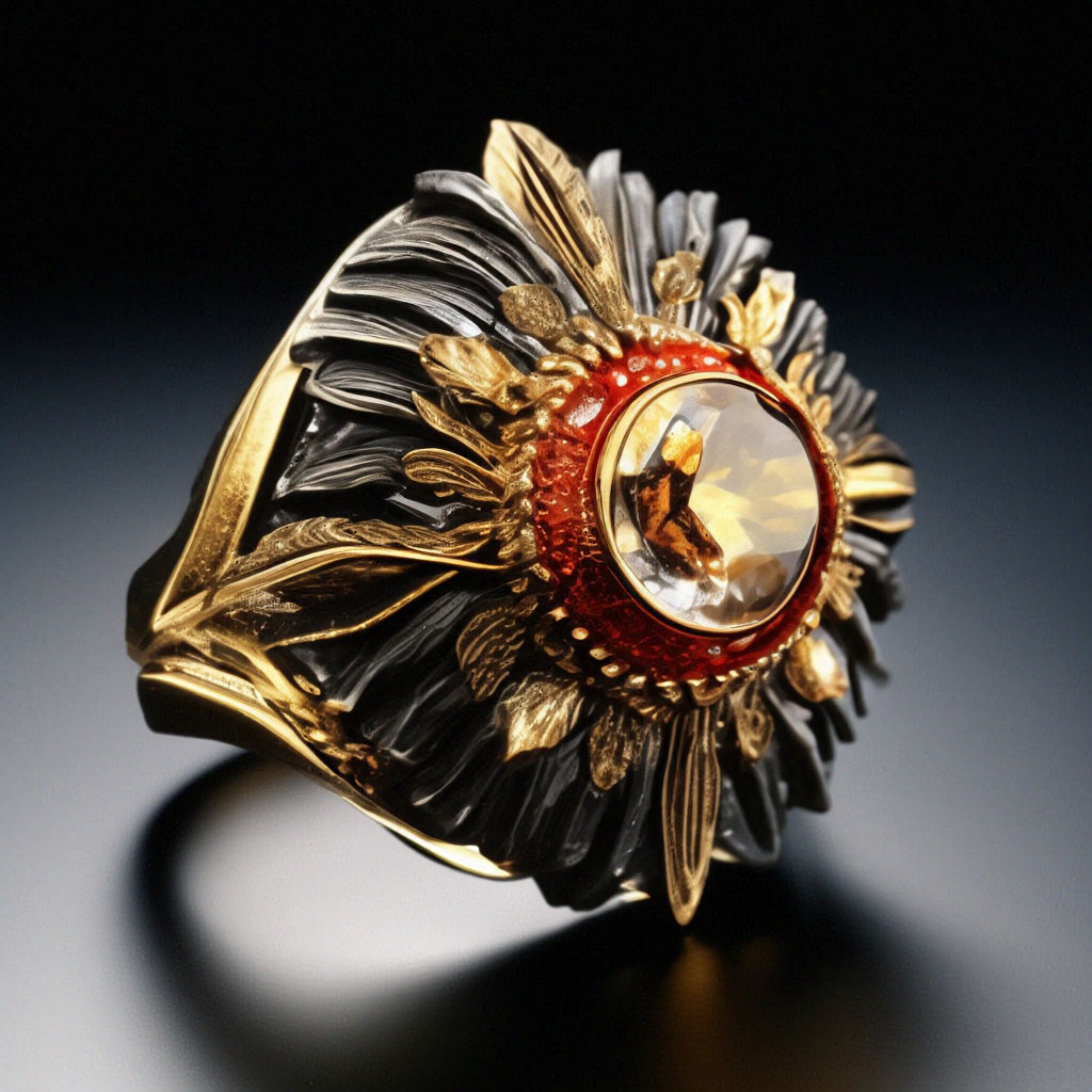 "A delightful precious ring in the artistic style of Erte. Beautiful ...