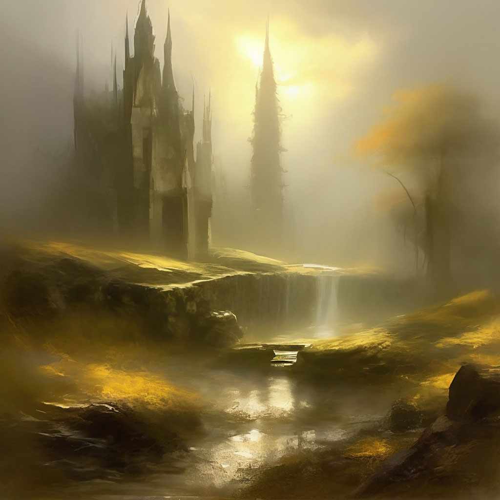 "Fantasy, nature, soft light, light olive brown, gold,detailed drawing ...