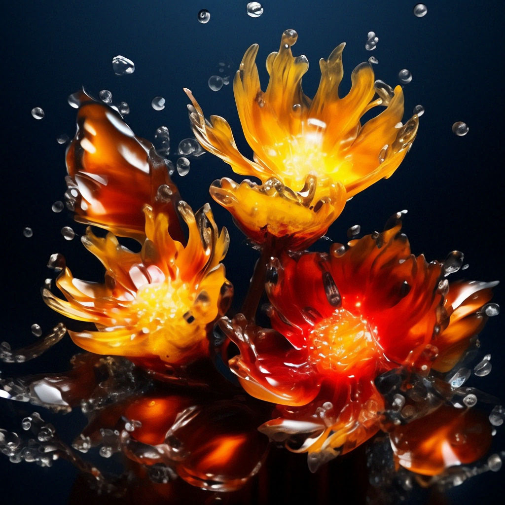 "Color melting sculpture, integral, buds flowers, march, fractal 1/128 ...