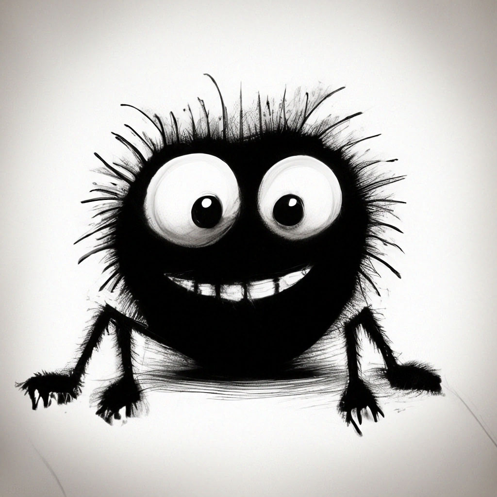"Sketching with black soot, humor,…" — image created in Shedevrum