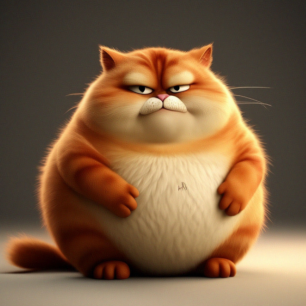 Fat Cat Cartoon Memes Cute Playful Fat Cat. Lazy Fluffy Funny