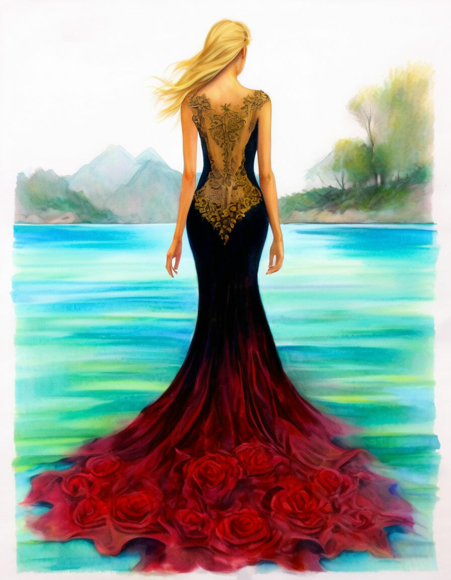 "💜 beautiful model tall slender girl,blonde golden hair sketch with ...