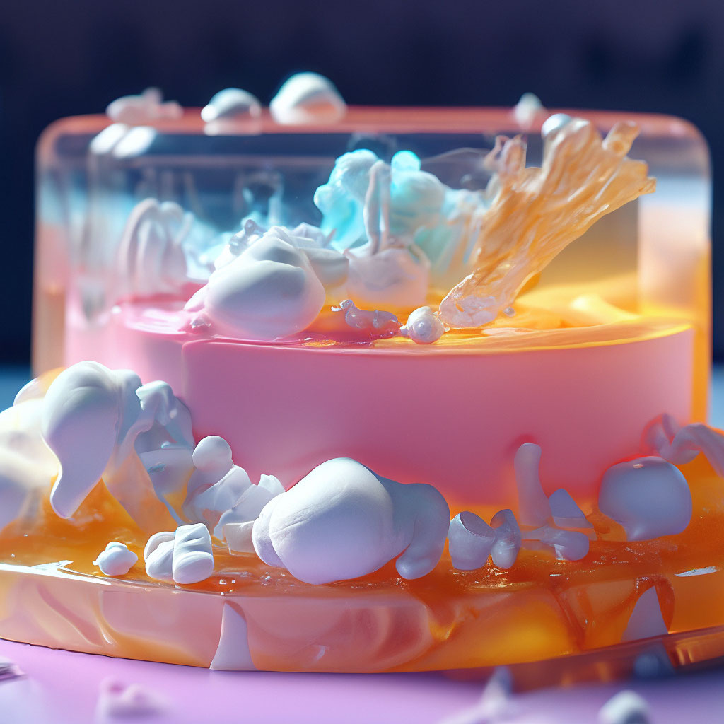 "Super transparent epoxy resin cake,cloudy with cream,hyperdetalization ...