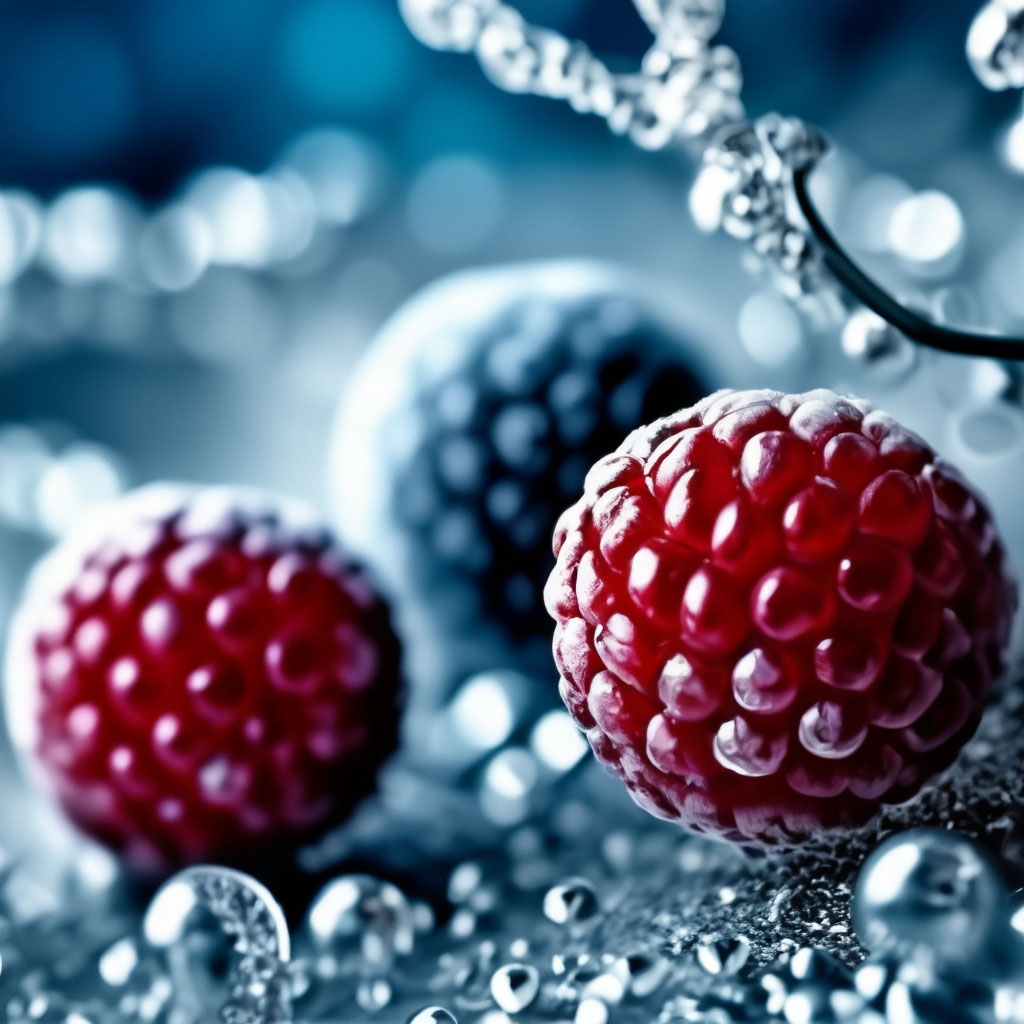 "Berry cocktail Bright berries, mint, fennel, fractals, fractions, snow ...