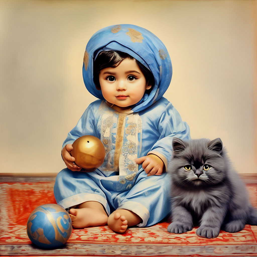 " ️ ️ ️ ️ ️ a very cute Persian baby in Persian clothes holds a toy in ...