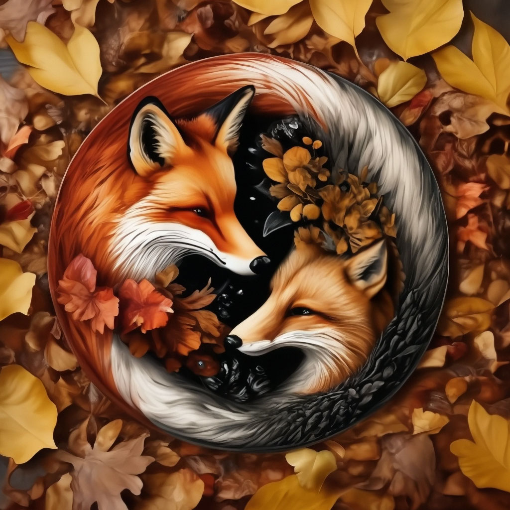 "The yin and yang sign consisting of two foxes that form the yin yang ...