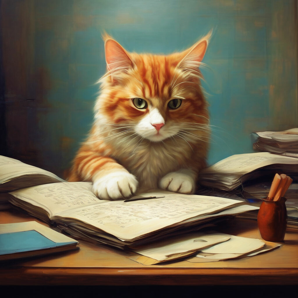 "The cat is busy" — image created in Shedevrum