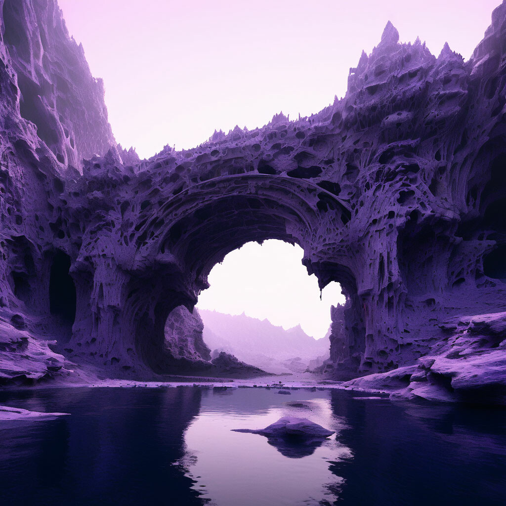 "Tg@paraglaydᅠ Karst bridge Fractal purple 3D, CGI, aesthetics ...