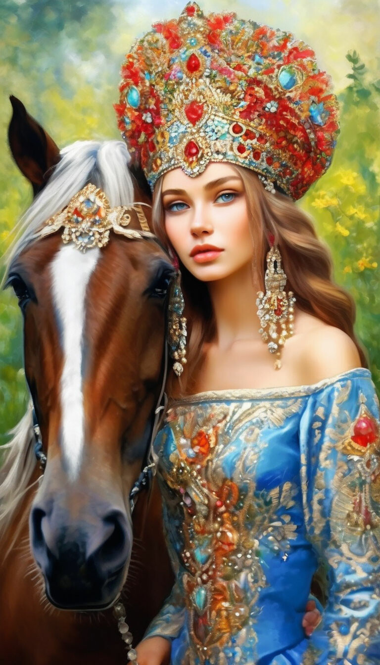 "Russian Russian fairy tale, Princess Nesmeyana expressive eyes ...