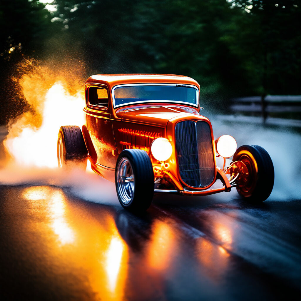 "Shining hot rod with fire coming out …" — image created in Shedevrum