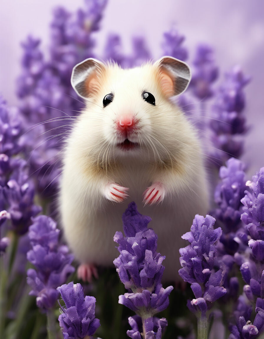 "Lavender, hamster, colored mascara, …" — image created in Shedevrum