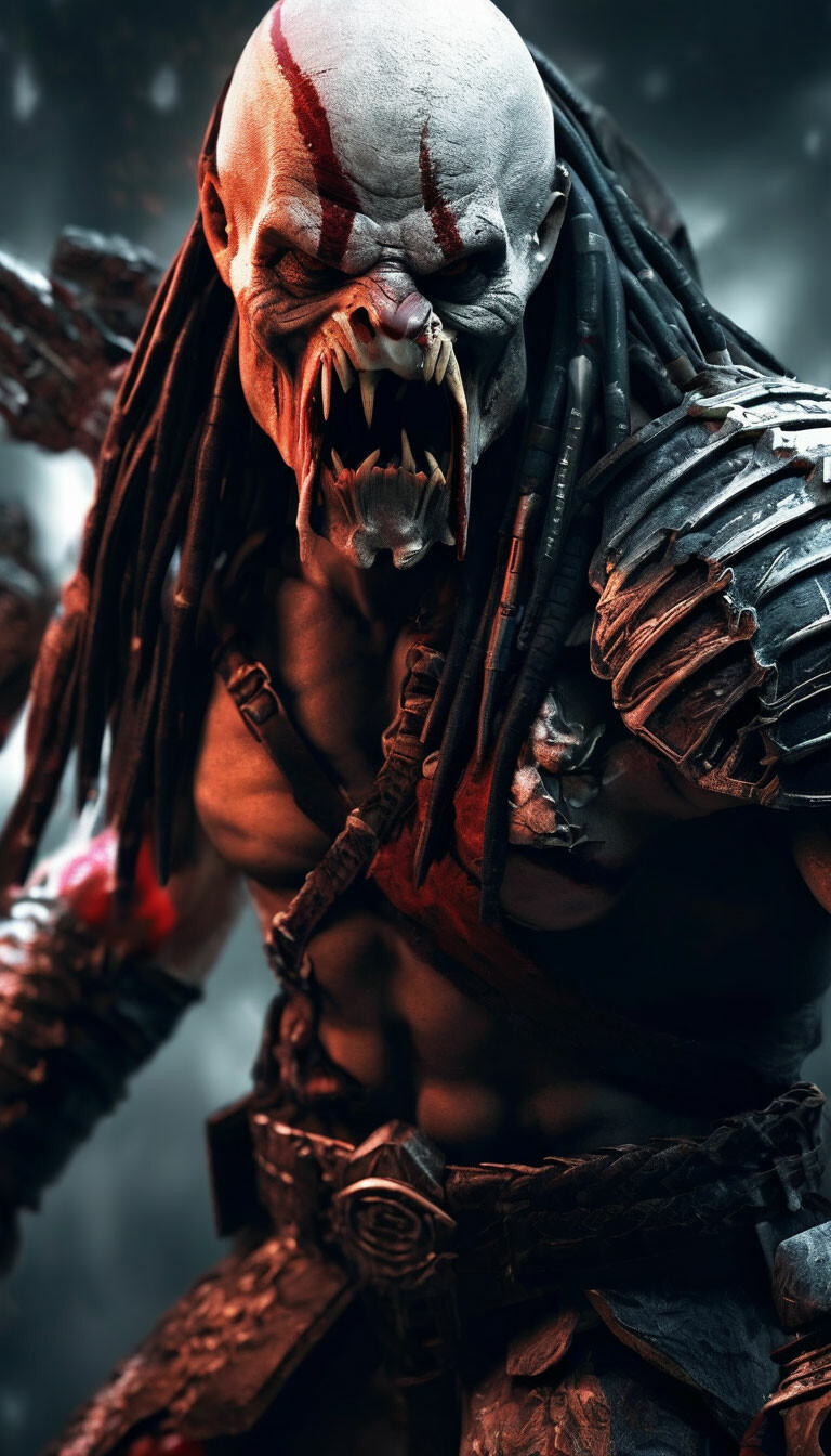 «Predator-Kratos in Kratos’s armor, …» — картинка создана в Шедевруме